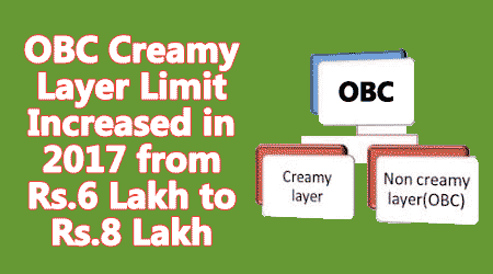 OBC Creamy Layer Limit Increased in 2017 from Rs.6 Lakh to Rs.8 Lakh – Central Government ...